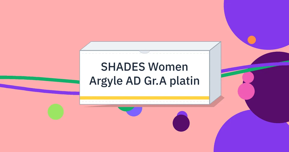 Symbolbild: Packung mit der Aufschrift SHADES Women Argyle AD Gr.A platin (PZN 16992736) – Verfügbarkeit und Bezug in Apotheken in Frankfurt am Main