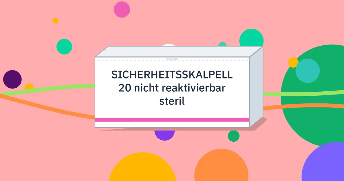 Symbolbild: Packung mit der Aufschrift SICHERHEITSSKALPELL 20 nicht reaktivierbar steril (PZN 08428482) – Verfügbarkeit und Bezug in Apotheken in Frankfurt am Main