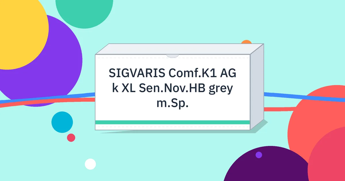 Symbolbild: Packung mit der Aufschrift SIGVARIS Comf.K1 AG k XL Sen.Nov.HB grey m.Sp. (PZN 17100935) – Verfügbarkeit und Bezug in Apotheken in Frankfurt am Main