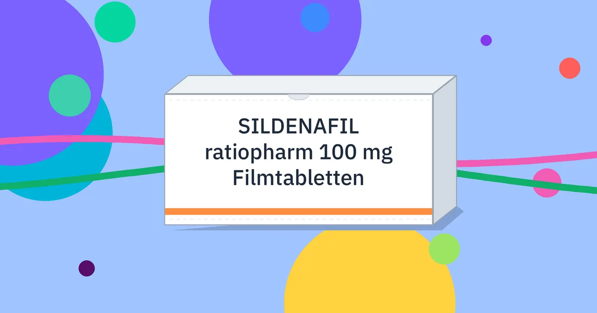 Symbolbild: Packung mit der Aufschrift SILDENAFIL ratiopharm 100 mg Filmtabletten (PZN 04313782) – Verfügbarkeit und Bezug in Apotheken in Frankfurt am Main