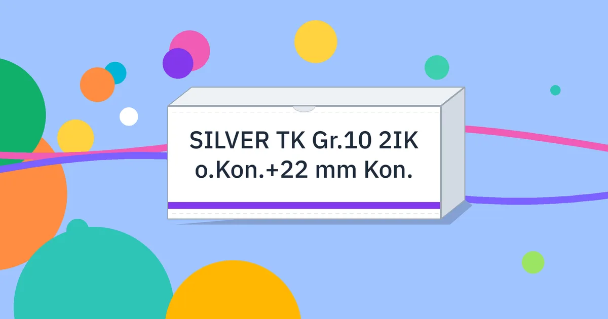 Symbolbild: Packung mit der Aufschrift SILVER TK Gr.10 2IK o.Kon.+22 mm Kon. (PZN 10317264) – Verfügbarkeit und Bezug in Apotheken in Frankfurt am Main