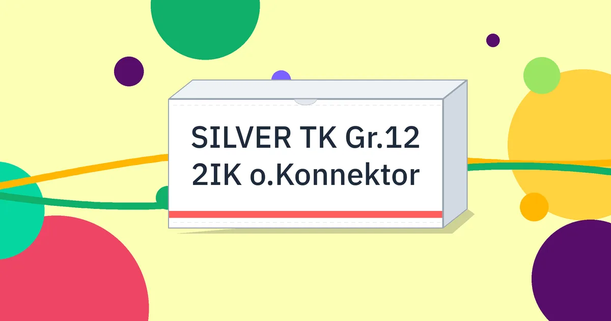 Symbolbild: Packung mit der Aufschrift SILVER TK Gr.12 2IK o.Konnektor (PZN 10316939) – Verfügbarkeit und Bezug in Apotheken in Frankfurt am Main