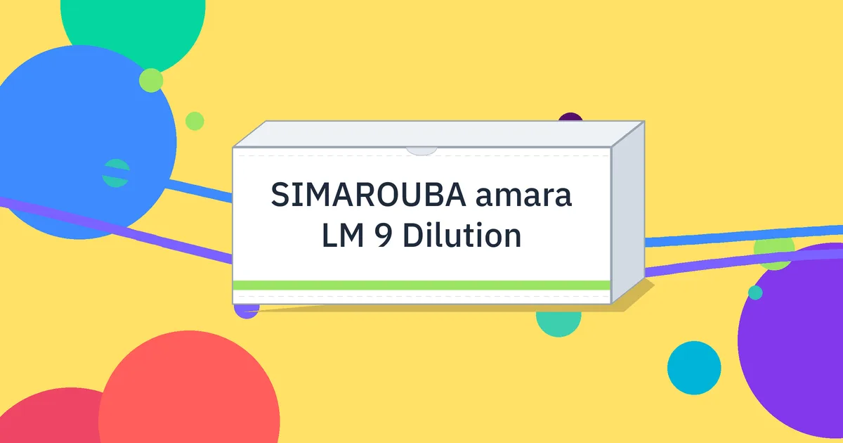 Symbolbild: Packung mit der Aufschrift SIMAROUBA amara LM 9 Dilution (PZN 13679890) – Verfügbarkeit und Bezug in Apotheken in Frankfurt am Main