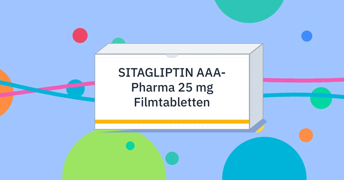 Symbolbild: Packung mit der Aufschrift SITAGLIPTIN AAA-Pharma 25 mg Filmtabletten (PZN 17878221) – Verfügbarkeit und Bezug in Apotheken in Frankfurt am Main