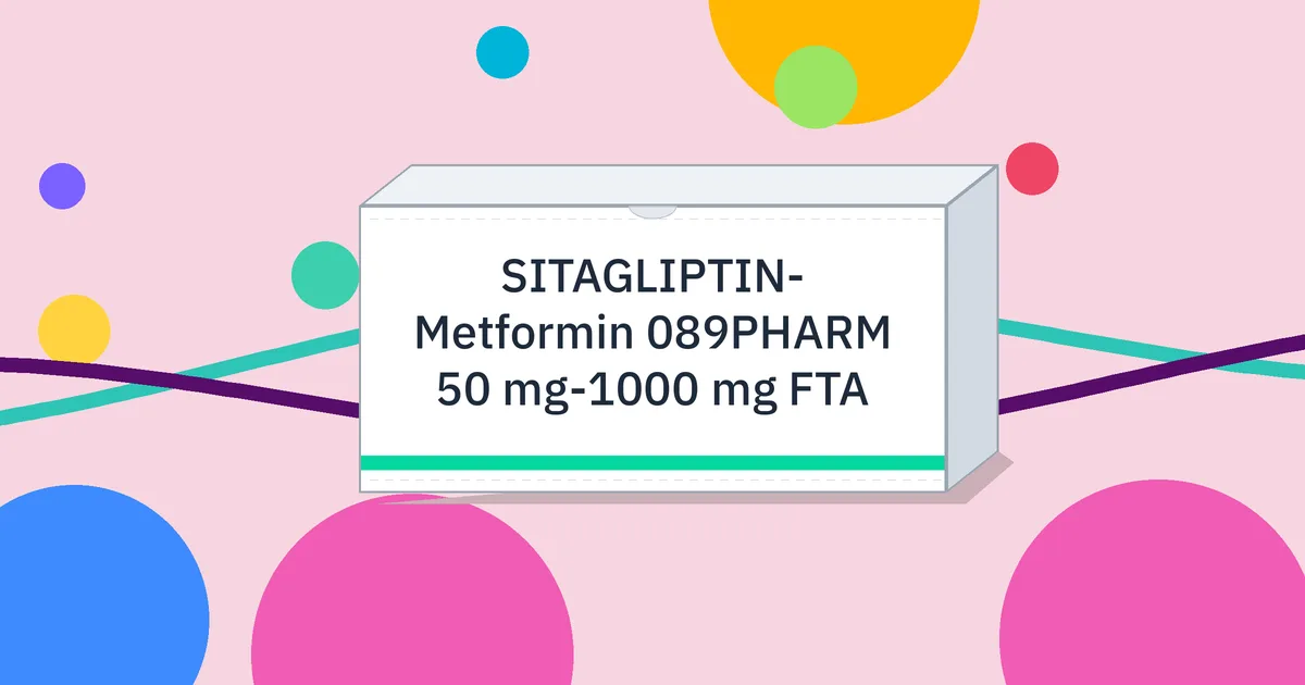 Symbolbild: Packung mit der Aufschrift SITAGLIPTIN-Metformin 089PHARM 50 mg-1000 mg FTA (PZN 18456864) – Verfügbarkeit und Bezug in Apotheken in Frankfurt am Main