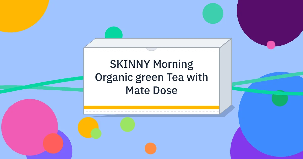 Symbolbild: Packung mit der Aufschrift SKINNY Morning Organic green Tea with Mate Dose (PZN 13162862) – Verfügbarkeit und Bezug in Apotheken in Frankfurt am Main