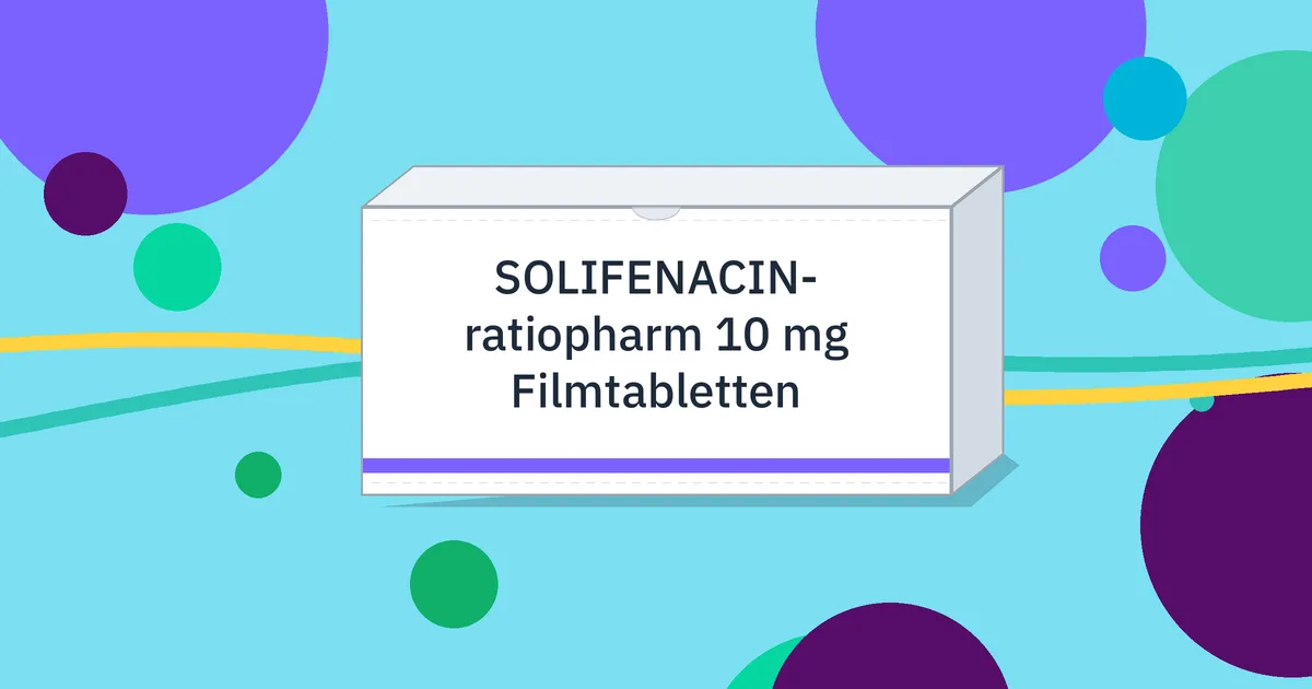 Symbolbild: Packung mit der Aufschrift SOLIFENACIN-ratiopharm 10 mg Filmtabletten (PZN 14323882) – Verfügbarkeit und Bezug in Apotheken in Frankfurt am Main