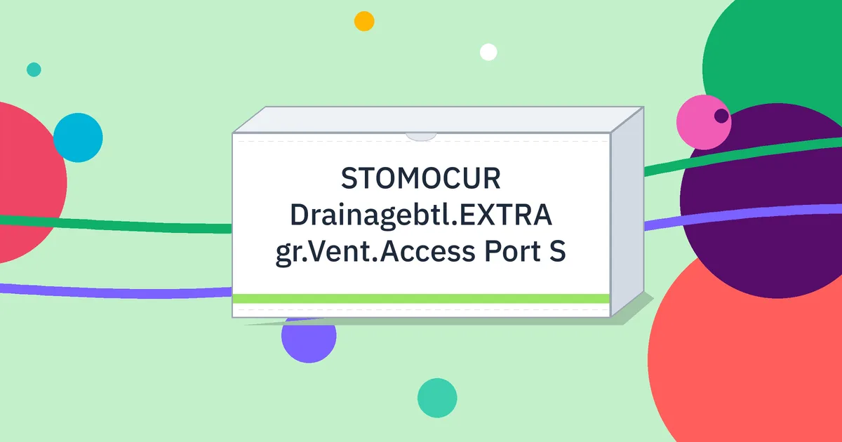Symbolbild: Packung mit der Aufschrift STOMOCUR Drainagebtl.EXTRA gr.Vent.Access Port S (PZN 11549172) – Verfügbarkeit und Bezug in Apotheken in Frankfurt am Main