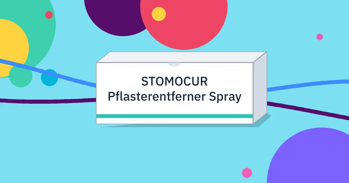 Symbolbild: Packung mit der Aufschrift STOMOCUR Pflasterentferner Spray (PZN 19517220) – Verfügbarkeit und Bezug in Apotheken in Frankfurt am Main