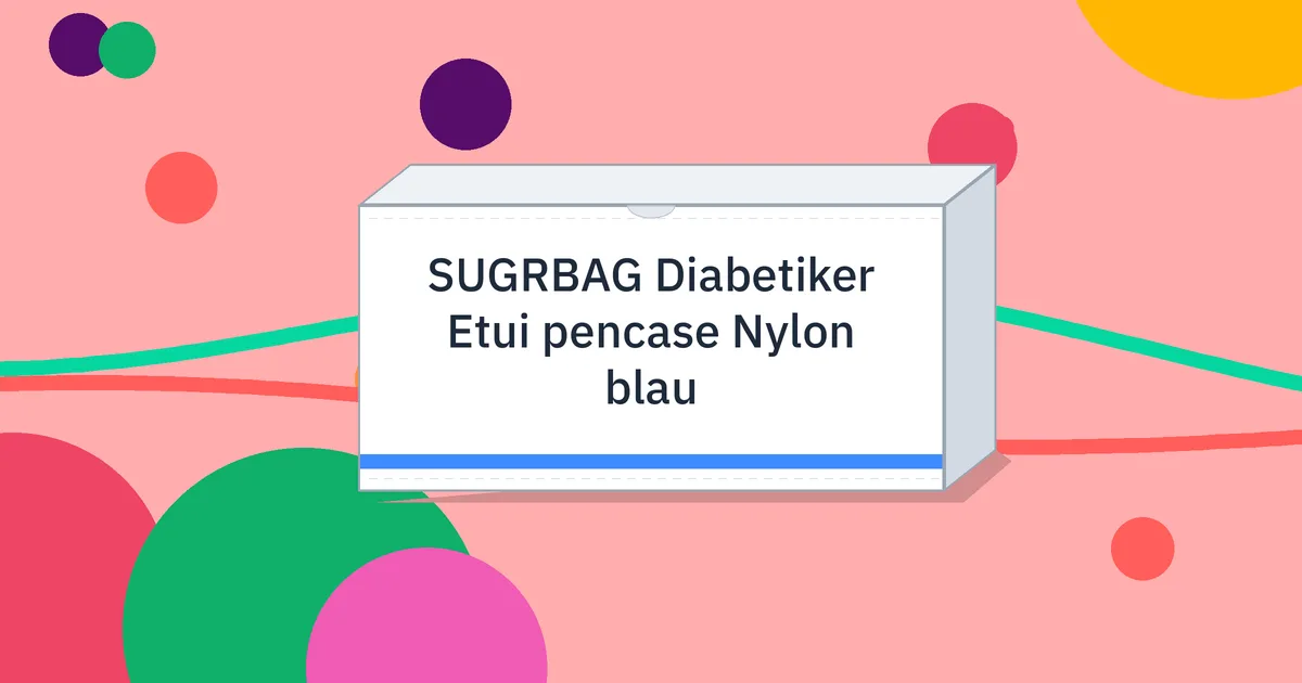 Symbolbild: Packung mit der Aufschrift SUGRBAG Diabetiker Etui pencase Nylon blau (PZN 13346929) – Verfügbarkeit und Bezug in Apotheken in Frankfurt am Main