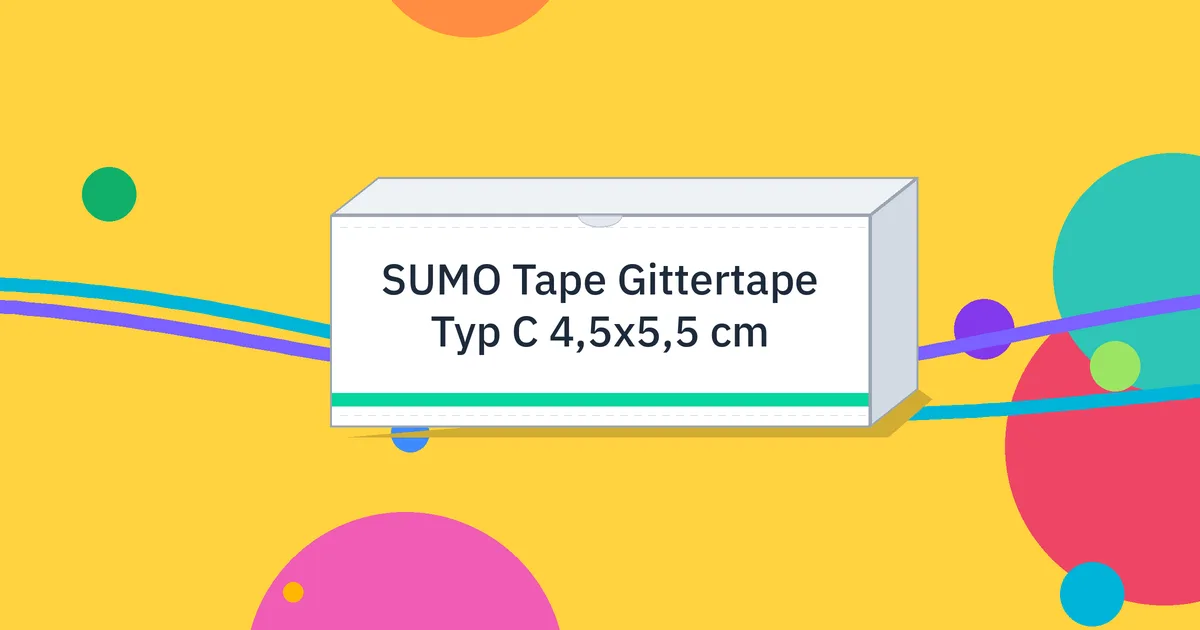 Symbolbild: Packung mit der Aufschrift SUMO Tape Gittertape Typ C 4,5x5,5 cm (PZN 18307472) – Verfügbarkeit und Bezug in Apotheken in Frankfurt am Main