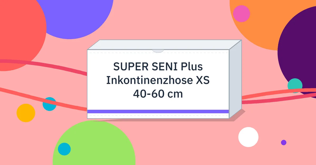 Symbolbild: Packung mit der Aufschrift SUPER SENI Plus Inkontinenzhose XS 40-60 cm (PZN 15254404) – Verfügbarkeit und Bezug in Apotheken in Frankfurt am Main