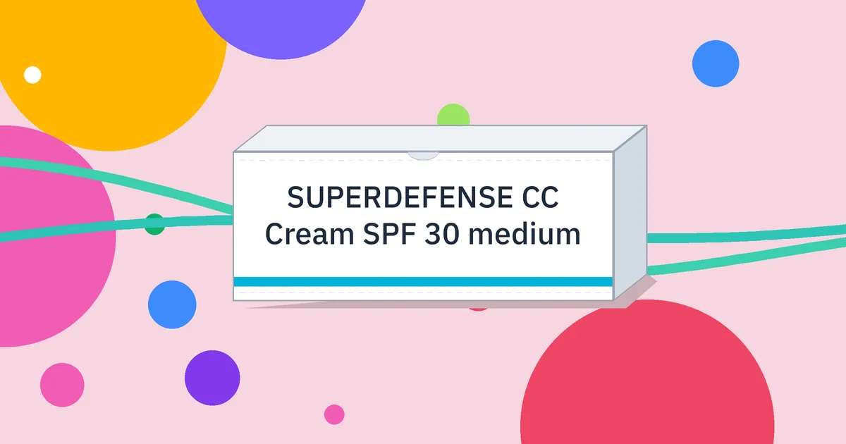 Symbolbild: Packung mit der Aufschrift SUPERDEFENSE CC Cream SPF 30 medium (PZN 18894274) – Verfügbarkeit und Bezug in Apotheken in Frankfurt am Main