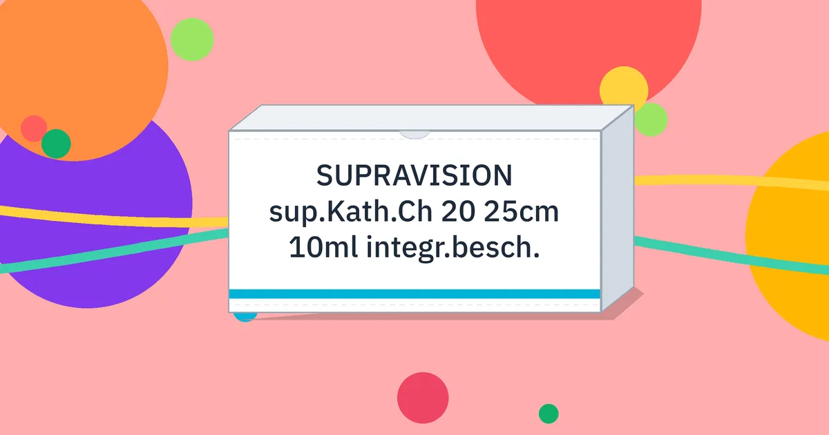 Symbolbild: Packung mit der Aufschrift SUPRAVISION sup.Kath.Ch 20 25cm 10ml integr.besch. (PZN 16500064) – Verfügbarkeit und Bezug in Apotheken in Frankfurt am Main