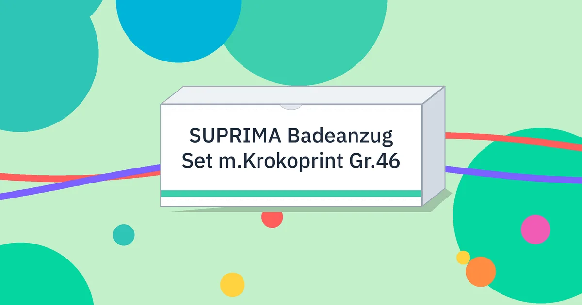Symbolbild: Packung mit der Aufschrift SUPRIMA Badeanzug Set m.Krokoprint Gr.46 (PZN 15623971) – Verfügbarkeit und Bezug in Apotheken in Frankfurt am Main