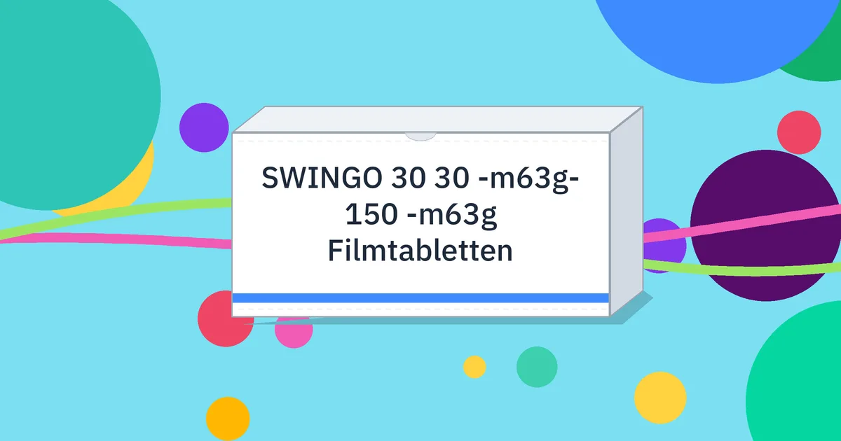 Symbolbild: Packung mit der Aufschrift SWINGO 30 30 -m63g-150 -m63g Filmtabletten (PZN 07746665) – Verfügbarkeit und Bezug in Apotheken in Frankfurt am Main