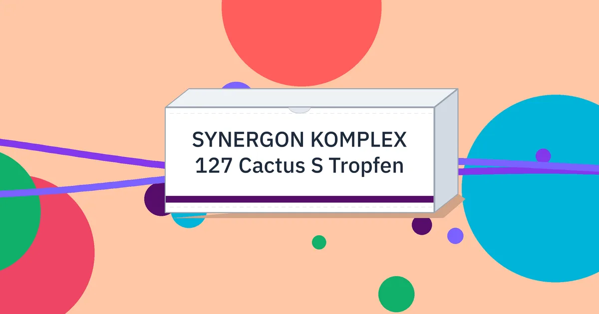 Symbolbild: Packung mit der Aufschrift SYNERGON KOMPLEX 127 Cactus S Tropfen (PZN 19054671) – Verfügbarkeit und Bezug in Apotheken in Frankfurt am Main