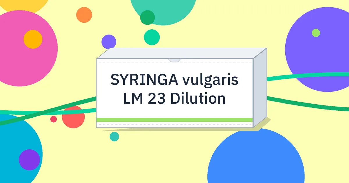 Symbolbild: Packung mit der Aufschrift SYRINGA vulgaris LM 23 Dilution (PZN 13685755) – Verfügbarkeit und Bezug in Apotheken in Frankfurt am Main