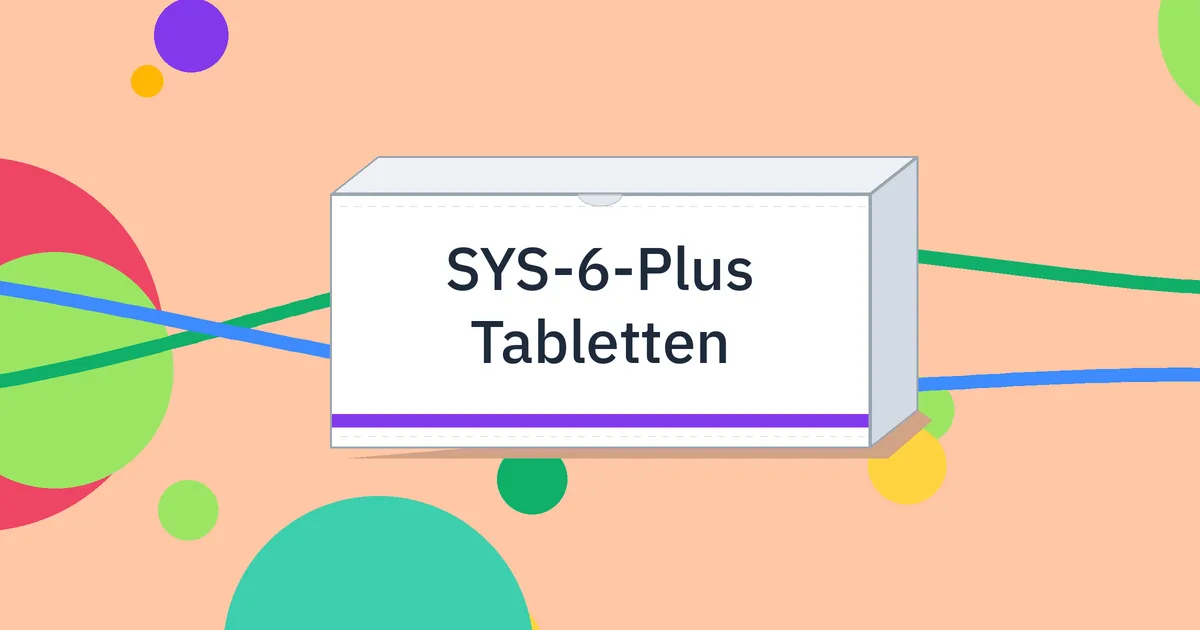 Symbolbild: Packung mit der Aufschrift SYS-6-Plus Tabletten (PZN 18372535) – Verfügbarkeit und Bezug in Apotheken in Frankfurt am Main
