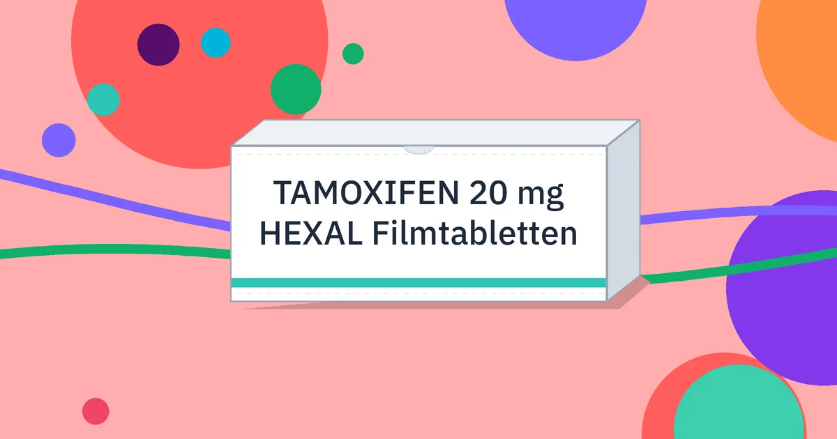 Symbolbild: Packung mit der Aufschrift TAMOXIFEN 20 mg HEXAL Filmtabletten (PZN 03103166) – Verfügbarkeit und Bezug in Apotheken in Frankfurt am Main