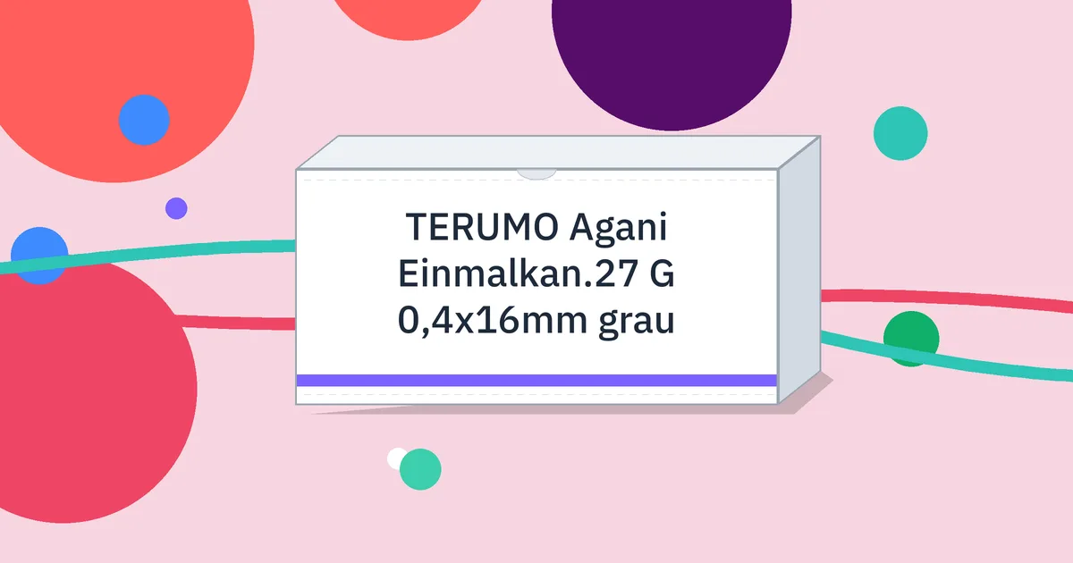 Symbolbild: Packung mit der Aufschrift TERUMO Agani Einmalkan.27 G 0,4x16mm grau (PZN 13873468) – Verfügbarkeit und Bezug in Apotheken in Frankfurt am Main