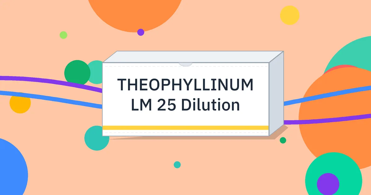 Symbolbild: Packung mit der Aufschrift THEOPHYLLINUM LM 25 Dilution (PZN 13220393) – Verfügbarkeit und Bezug in Apotheken in Frankfurt am Main