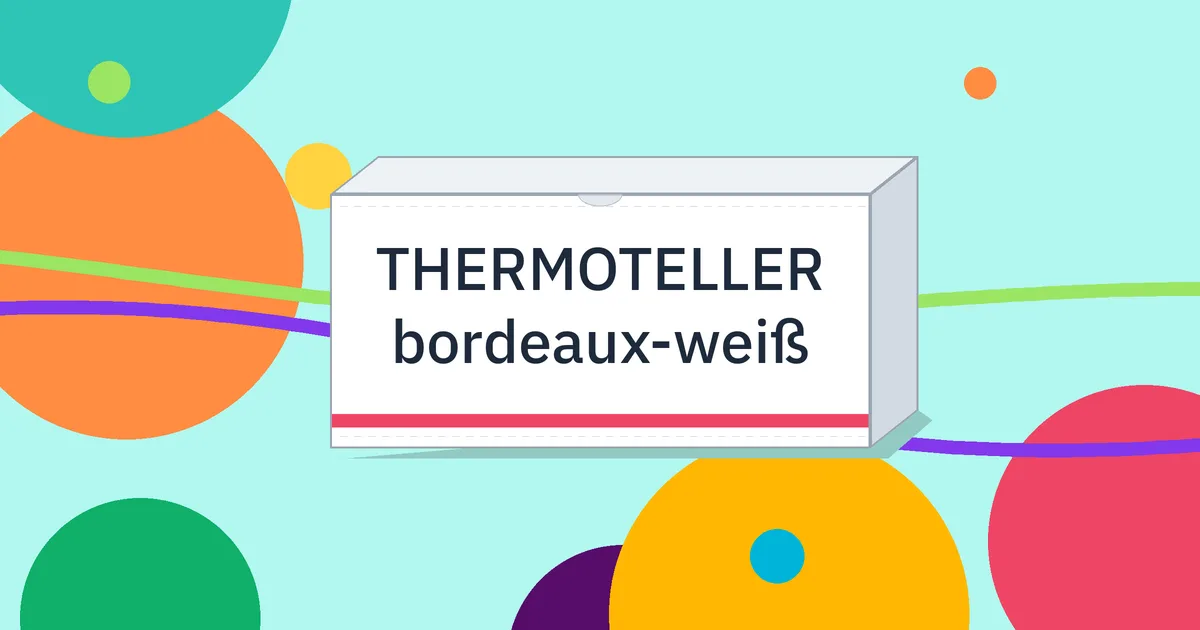 Symbolbild: Packung mit der Aufschrift THERMOTELLER bordeaux-weiß (PZN 09274443) – Verfügbarkeit und Bezug in Apotheken in Frankfurt am Main