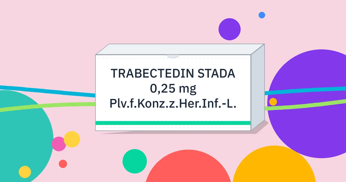 Symbolbild: Packung mit der Aufschrift TRABECTEDIN STADA 0,25 mg Plv.f.Konz.z.Her.Inf.-L. (PZN 18656511) – Verfügbarkeit und Bezug in Apotheken in Frankfurt am Main