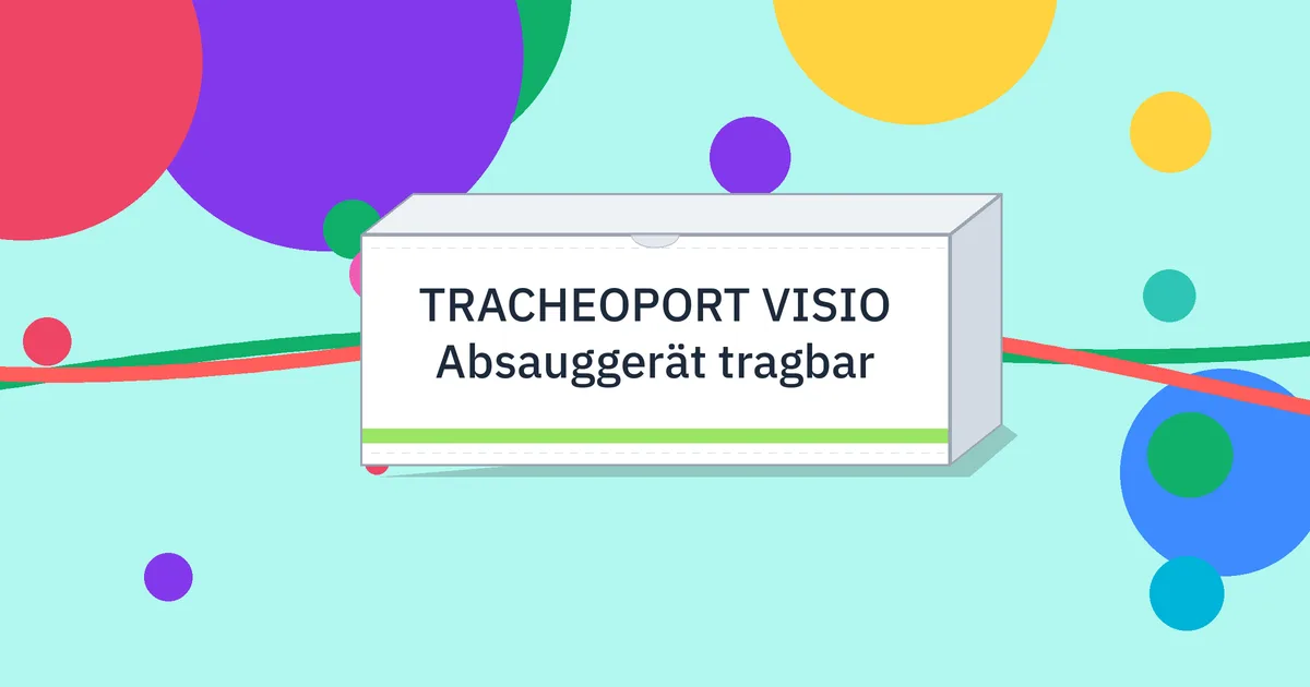 Symbolbild: Packung mit der Aufschrift TRACHEOPORT VISIO Absauggerät tragbar (PZN 20693838) – Verfügbarkeit und Bezug in Apotheken in Frankfurt am Main
