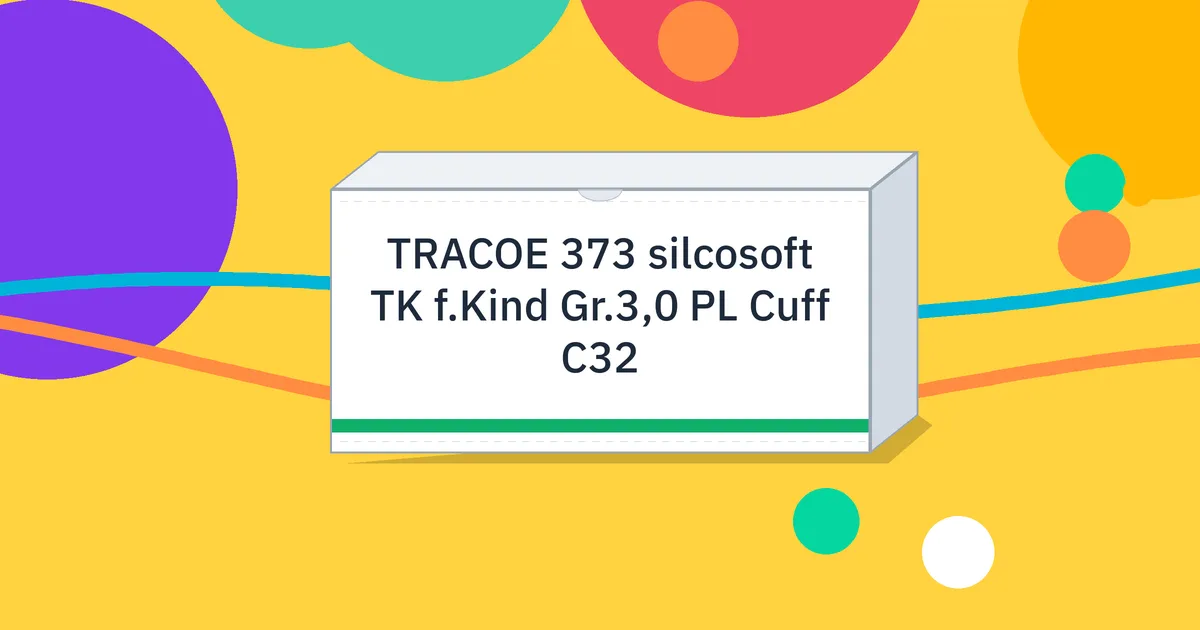 Symbolbild: Packung mit der Aufschrift TRACOE 373 silcosoft TK f.Kind Gr.3,0 PL Cuff C32 (PZN 14316882) – Verfügbarkeit und Bezug in Apotheken in Frankfurt am Main