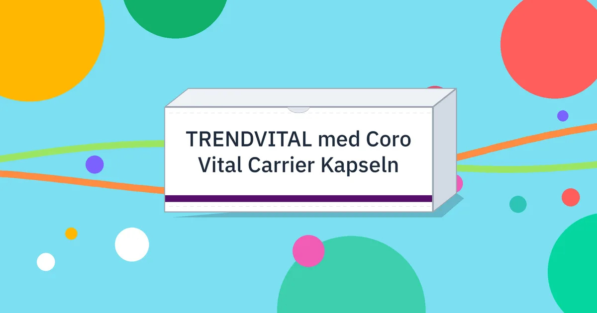 Symbolbild: Packung mit der Aufschrift TRENDVITAL med Coro Vital Carrier Kapseln (PZN 12563352) – Verfügbarkeit und Bezug in Apotheken in Frankfurt am Main