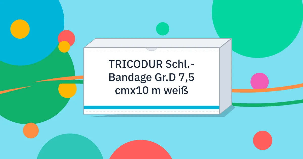 Symbolbild: Packung mit der Aufschrift TRICODUR Schl.-Bandage Gr.D 7,5 cmx10 m weiß (PZN 02154003) – Verfügbarkeit und Bezug in Apotheken in Frankfurt am Main