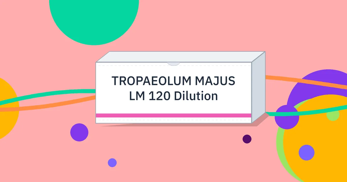 Symbolbild: Packung mit der Aufschrift TROPAEOLUM MAJUS LM 120 Dilution (PZN 13253352) – Verfügbarkeit und Bezug in Apotheken in Frankfurt am Main