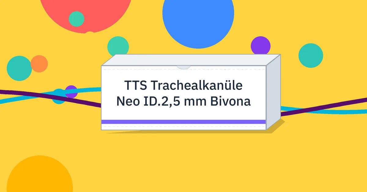 Symbolbild: Packung mit der Aufschrift TTS Trachealkanüle Neo ID.2,5 mm Bivona (PZN 02256726) – Verfügbarkeit und Bezug in Apotheken in Frankfurt am Main