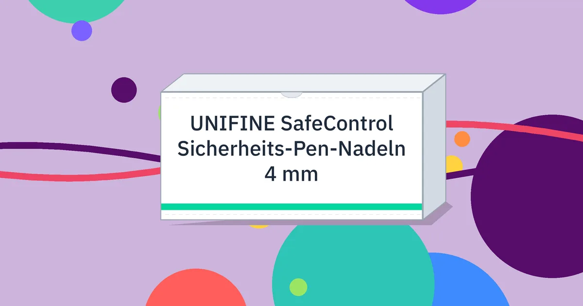 Symbolbild: Packung mit der Aufschrift UNIFINE SafeControl Sicherheits-Pen-Nadeln 4 mm (PZN 19064830) – Verfügbarkeit und Bezug in Apotheken in Frankfurt am Main