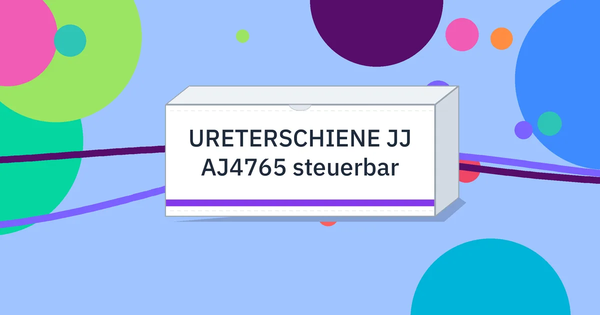 Symbolbild: Packung mit der Aufschrift URETERSCHIENE JJ AJ4765 steuerbar (PZN 00154789) – Verfügbarkeit und Bezug in Apotheken in Frankfurt am Main
