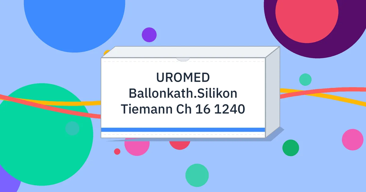 Symbolbild: Packung mit der Aufschrift UROMED Ballonkath.Silikon Tiemann Ch 16 1240 (PZN 03280767) – Verfügbarkeit und Bezug in Apotheken in Frankfurt am Main