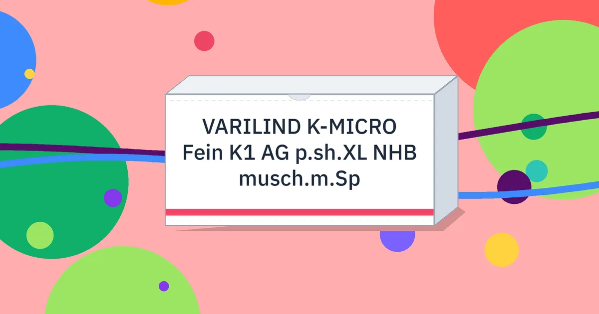 Symbolbild: Packung mit der Aufschrift VARILIND K-MICRO Fein K1 AG p.sh.XL NHB musch.m.Sp (PZN 20555616) – Verfügbarkeit und Bezug in Apotheken in Frankfurt am Main
