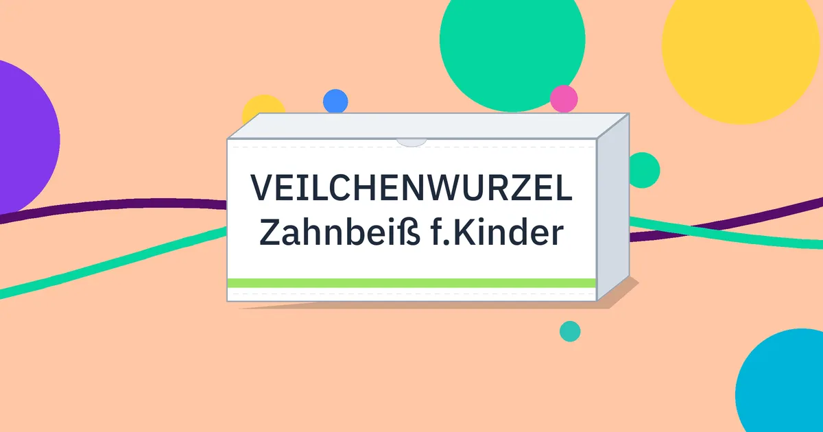 Symbolbild: Packung mit der Aufschrift VEILCHENWURZEL Zahnbeiß f.Kinder (PZN 00849876) – Verfügbarkeit und Bezug in Apotheken in Frankfurt am Main