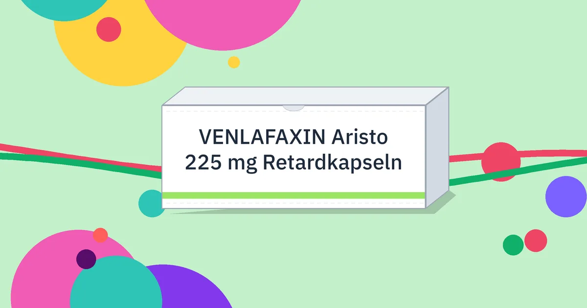 Symbolbild: Packung mit der Aufschrift VENLAFAXIN Aristo 225 mg Retardkapseln (PZN 14137961) – Verfügbarkeit und Bezug in Apotheken in Frankfurt am Main