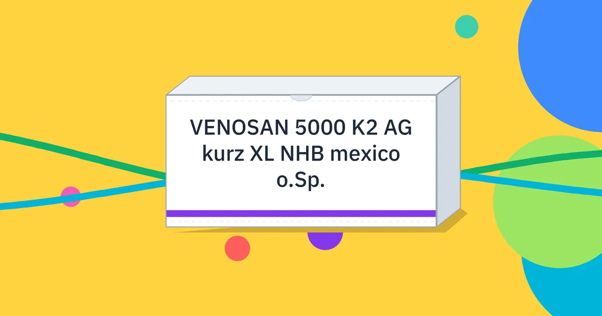 Symbolbild: Packung mit der Aufschrift VENOSAN 5000 K2 AG kurz XL NHB mexico o.Sp. (PZN 14430678) – Verfügbarkeit und Bezug in Apotheken in Frankfurt am Main
