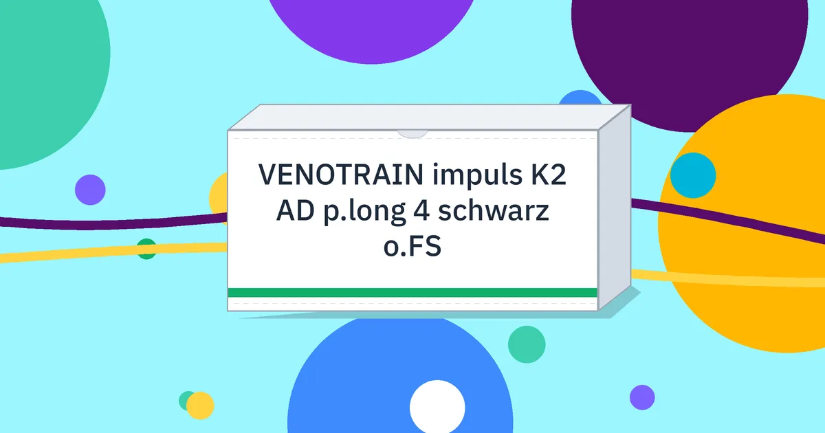 Symbolbild: Packung mit der Aufschrift VENOTRAIN impuls K2 AD p.long 4 schwarz o.FS (PZN 00627779) – Verfügbarkeit und Bezug in Apotheken in Frankfurt am Main
