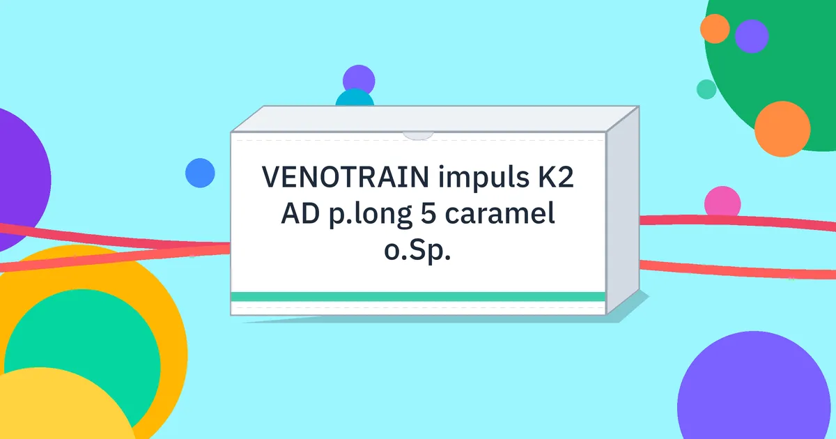 Symbolbild: Packung mit der Aufschrift VENOTRAIN impuls K2 AD p.long 5 caramel o.Sp. (PZN 08426247) – Verfügbarkeit und Bezug in Apotheken in Frankfurt am Main