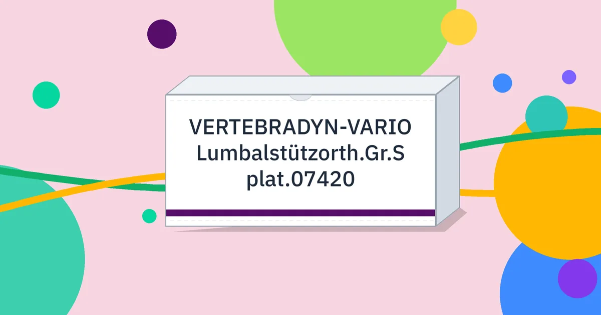 Symbolbild: Packung mit der Aufschrift VERTEBRADYN-VARIO Lumbalstützorth.Gr.S plat.07420 (PZN 10200361) – Verfügbarkeit und Bezug in Apotheken in Frankfurt am Main