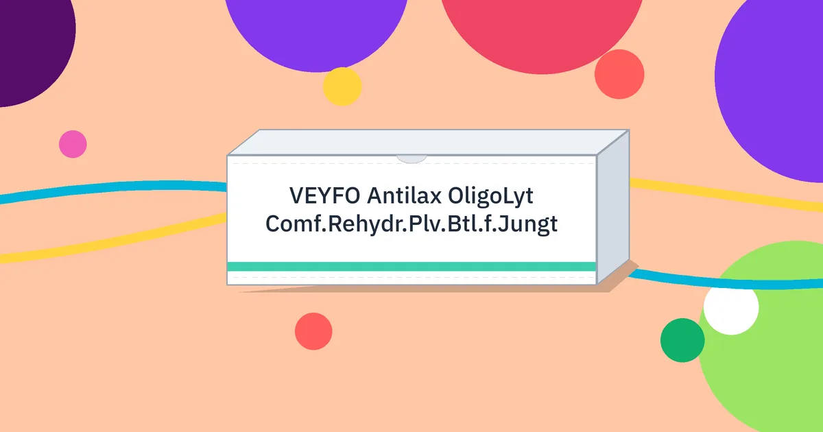 Symbolbild: Packung mit der Aufschrift VEYFO Antilax OligoLyt Comf.Rehydr.Plv.Btl.f.Jungt (PZN 18378584) – Verfügbarkeit und Bezug in Apotheken in Frankfurt am Main