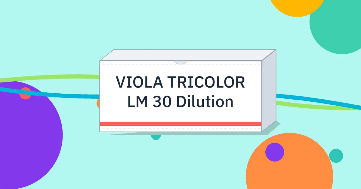 Symbolbild: Packung mit der Aufschrift VIOLA TRICOLOR LM 30 Dilution (PZN 08482895) – Verfügbarkeit und Bezug in Apotheken in Frankfurt am Main
