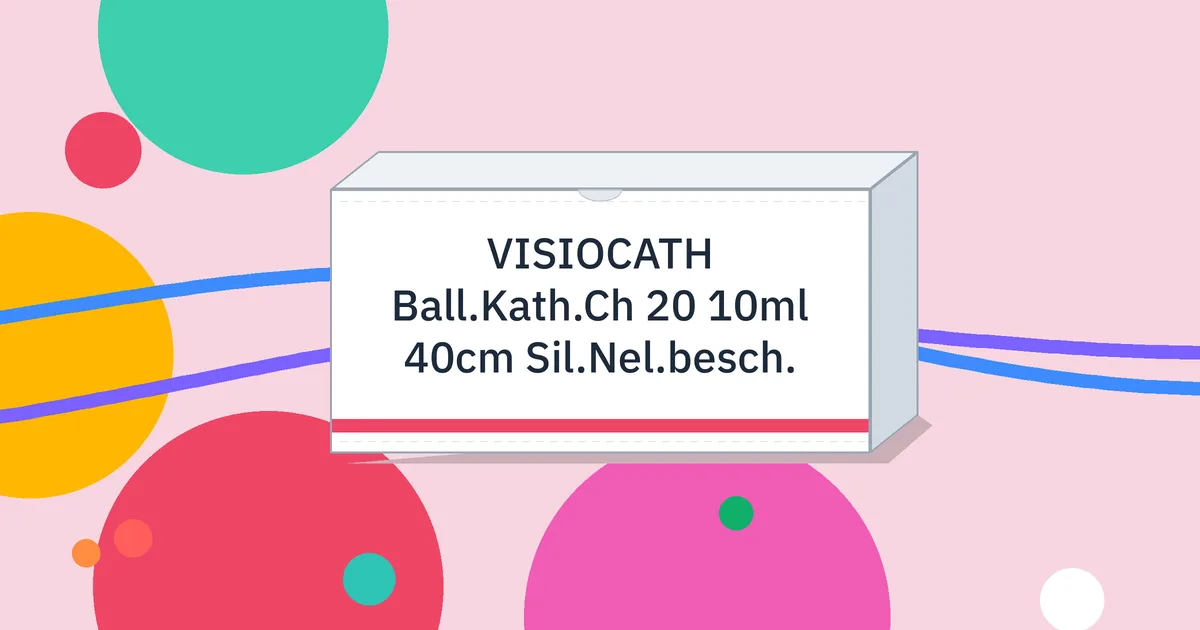Symbolbild: Packung mit der Aufschrift VISIOCATH Ball.Kath.Ch 20 10ml 40cm Sil.Nel.besch. (PZN 18306047) – Verfügbarkeit und Bezug in Apotheken in Frankfurt am Main