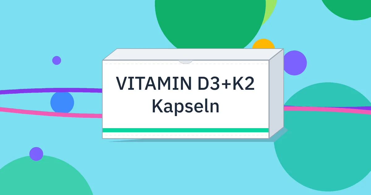 Symbolbild: Packung mit der Aufschrift VITAMIN D3+K2 Kapseln (PZN 19777978) – Verfügbarkeit und Bezug in Apotheken in Frankfurt am Main