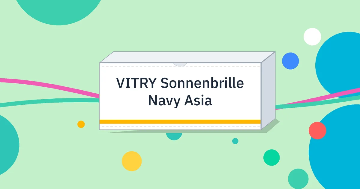 Symbolbild: Packung mit der Aufschrift VITRY Sonnenbrille Navy Asia (PZN 18452599) – Verfügbarkeit und Bezug in Apotheken in Frankfurt am Main