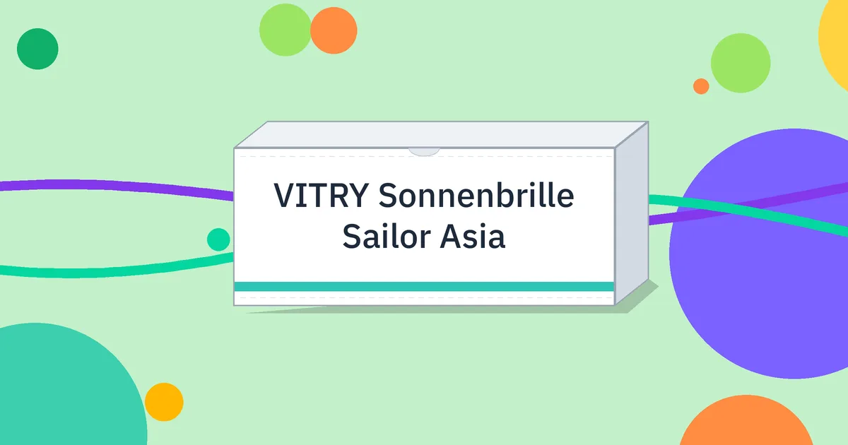 Symbolbild: Packung mit der Aufschrift VITRY Sonnenbrille Sailor Asia (PZN 18452760) – Verfügbarkeit und Bezug in Apotheken in Frankfurt am Main